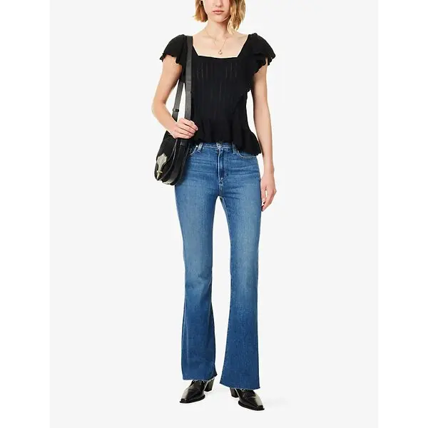 Paige Kai Square Neckline Cotton And Silk Blend Top