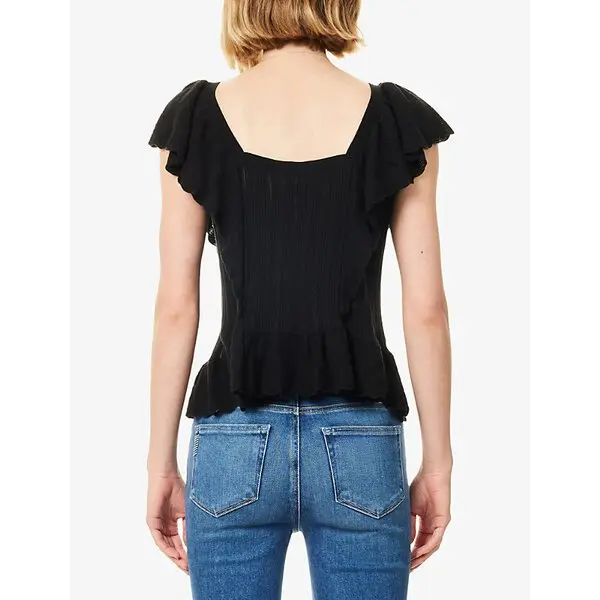 Paige Kai Square Neckline Cotton And Silk Blend Top