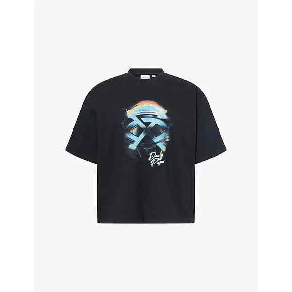 DAILY PAPER Shield Helmet Graphic-print Cotton T-shirt - Washed Black
