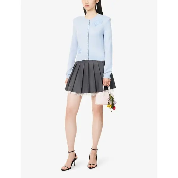 SELF-PORTRAIT Flower-knit Woven Cardigan
