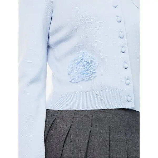 SELF-PORTRAIT Flower-knit Woven Cardigan