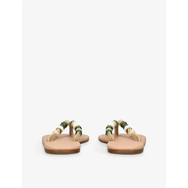 ANCIENT GREEK SANDALS Saionara Bead-embellished Leather Thong Sandals - Bone