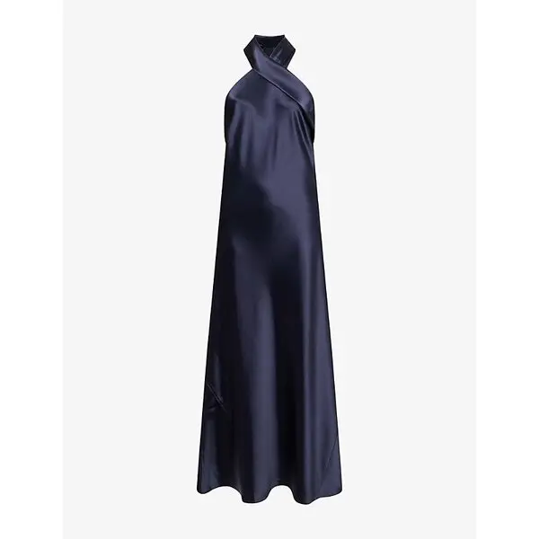 Galvan Crop Pandora Satin Maxi Dress - Midnight