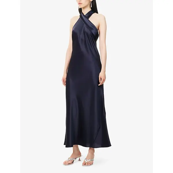 Galvan Crop Pandora Satin Maxi Dress