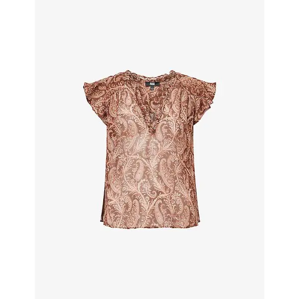 Paige Cornelia Printed Silk Top - Oak Multi