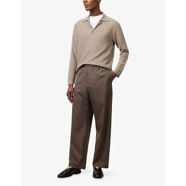THE ROW Bertram Long-sleeve Knitted Cashmere Polo Top - Light Pebble