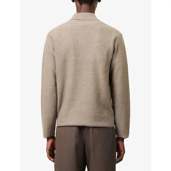 THE ROW Bertram Long-sleeve Knitted Cashmere Polo Top - Light Pebble