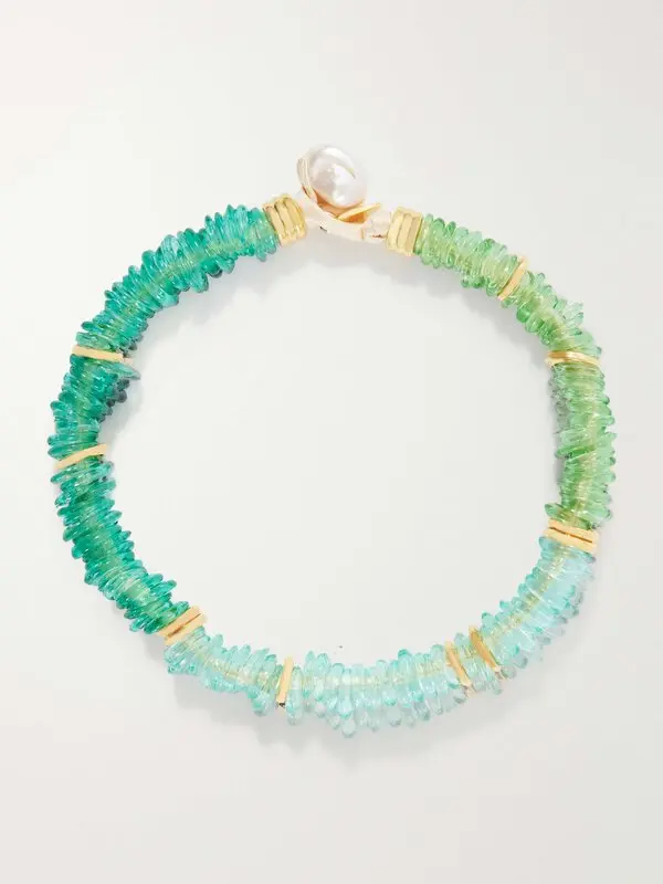 LIZZIE FORTUNATO Lita Gold-plated Quartz And Pearl Beaded Necklace - Multi
