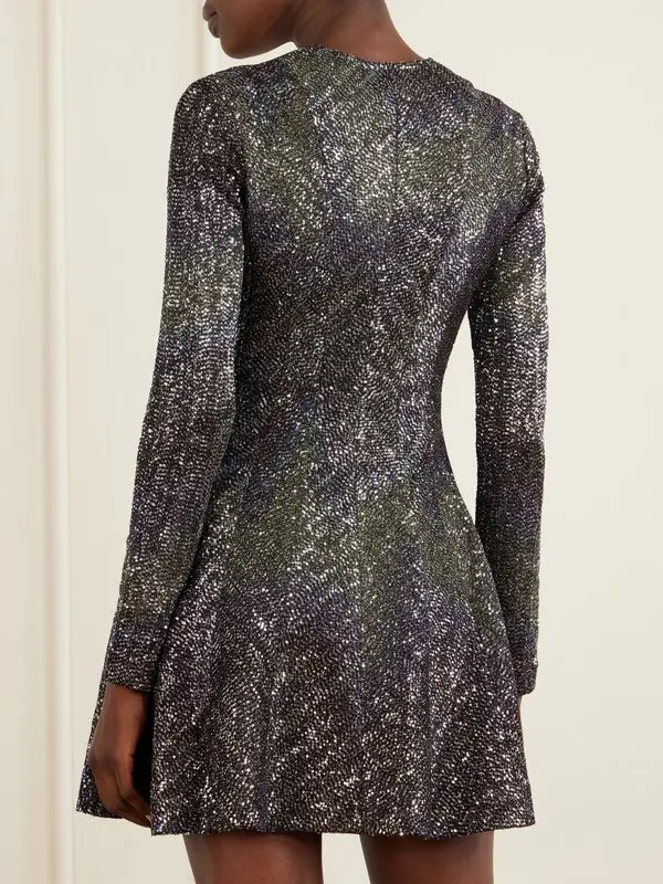 Missoni Sequin-embellished Metallic Crochet-knit Mini Dress - Black