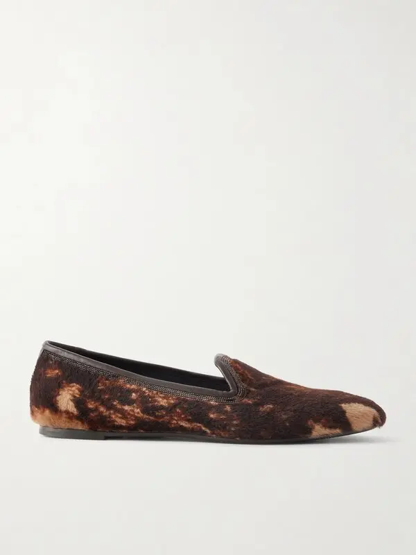 Brunello Cucinelli Embellished Brushed Loafers - Brown