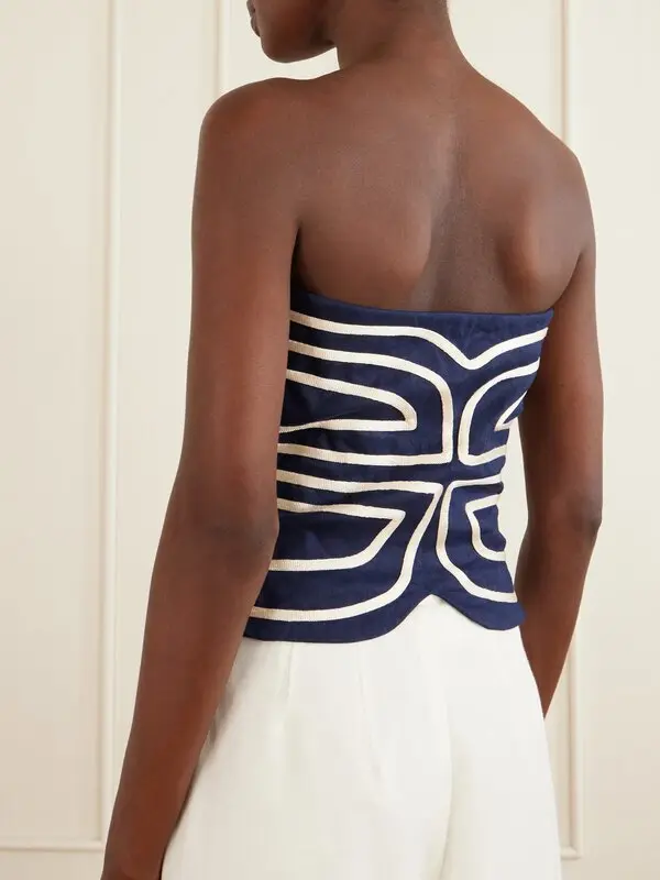 ANDRES OTALORA Serengeti Embroidered Strapless Sweetheart Neckline Top