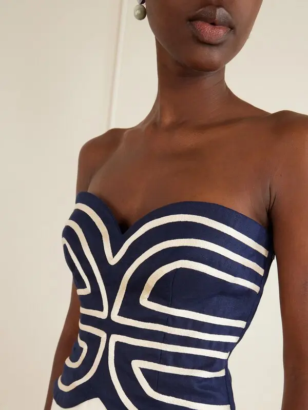 ANDRES OTALORA Serengeti Embroidered Strapless Sweetheart Neckline Top