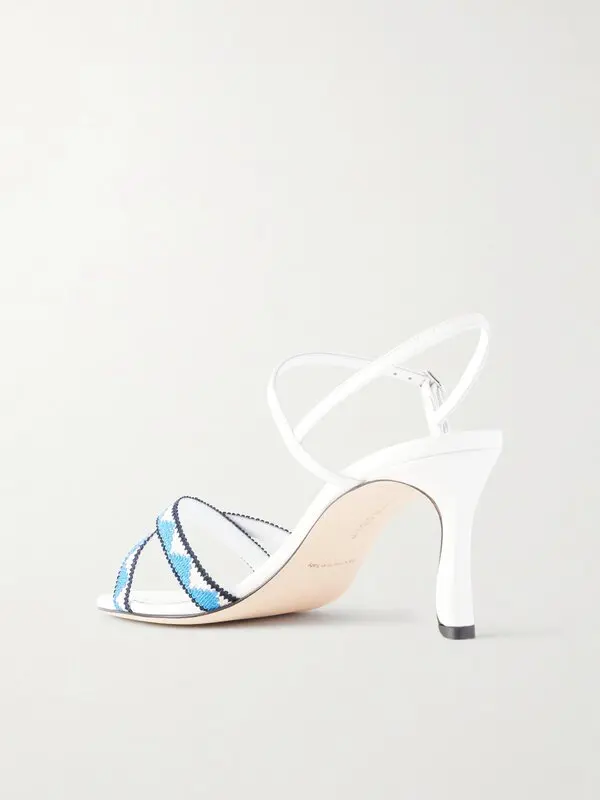 Manolo Blahnik Popeyana Leather-trimmed Woven Stiletto Sandals