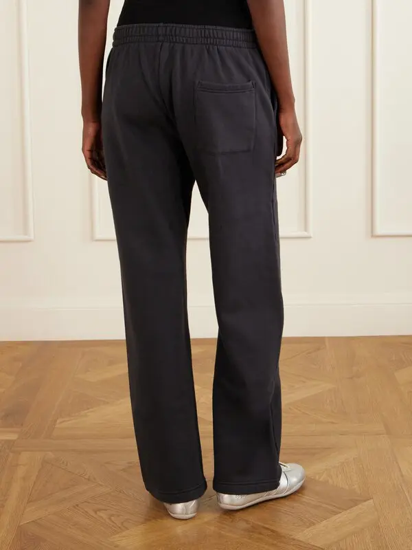 SPORTY & RICH Logo Embroidered Cotton Wide-leg Pants