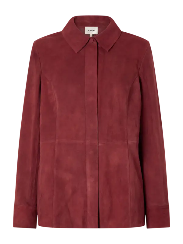 FRAME Paneled Suede Shirt - Red