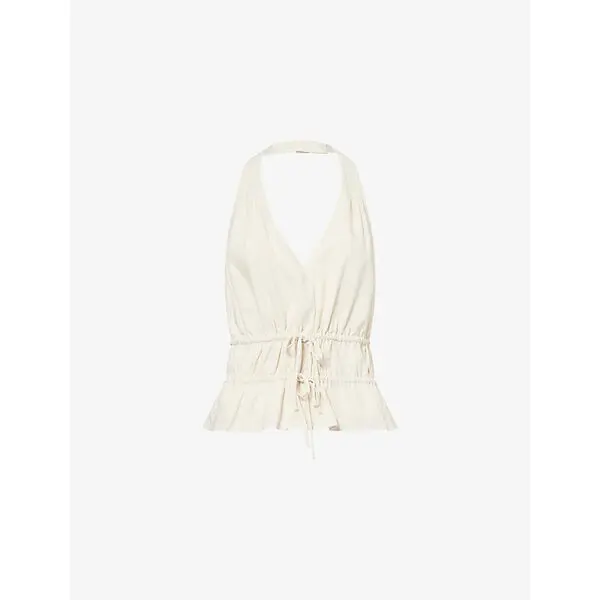 Paige Alysha Halter-neck Silk-blend Top - Parchment