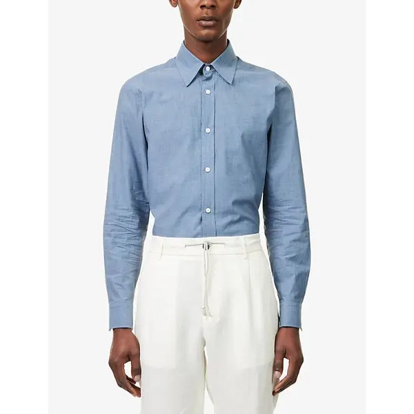 Dunhill Chambray Long-sleeve Cotton Shirt