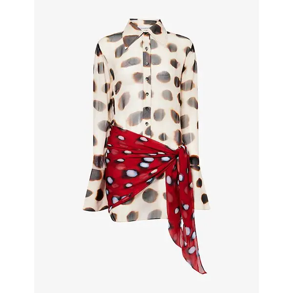RAT AND BOA Nilah Printed Sheer Shirt Dress