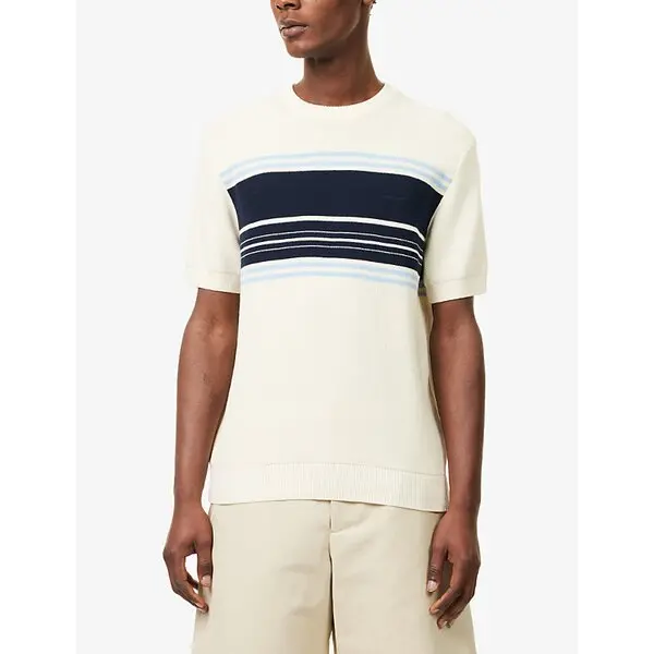 Gant Striped Logo-embroidered Cotton Sweatshirt