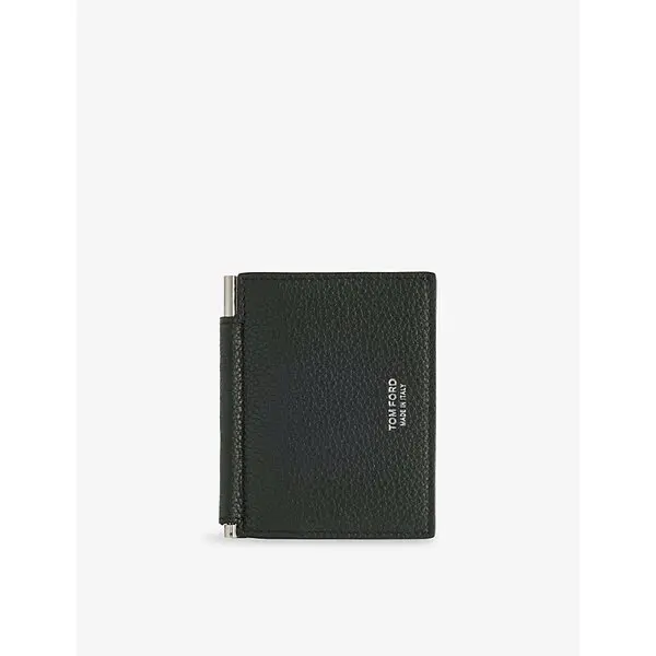 TOM FORD T Line Leather Money-clip Card Holder - Dark Pine