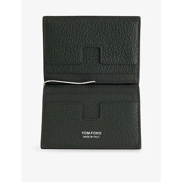 TOM FORD T Line Leather Money-clip Card Holder - Dark Pine