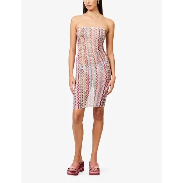 Missoni Bandeau Zig-zag Print Mesh Cover-up