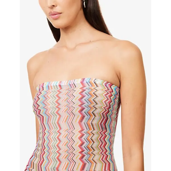 Missoni Bandeau Zig-zag Print Mesh Cover-up