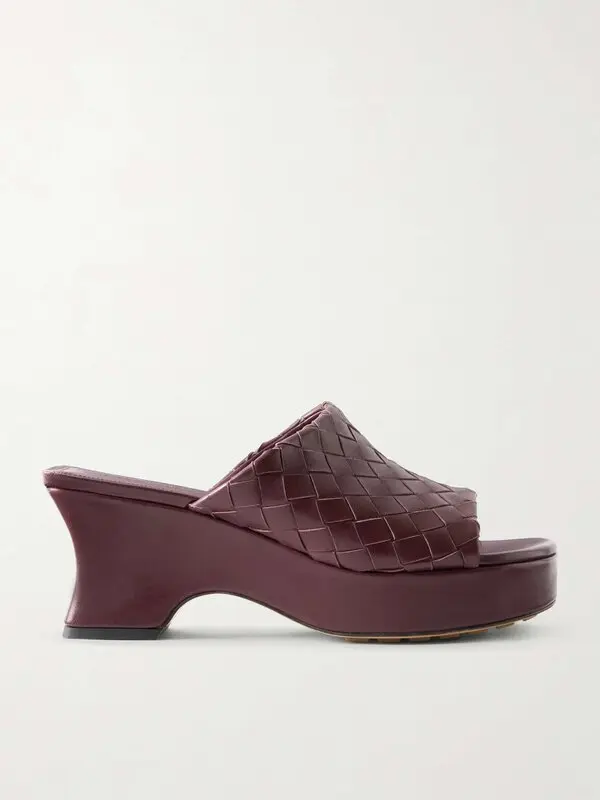 Bottega Veneta Rosita Leather Wedge Mules