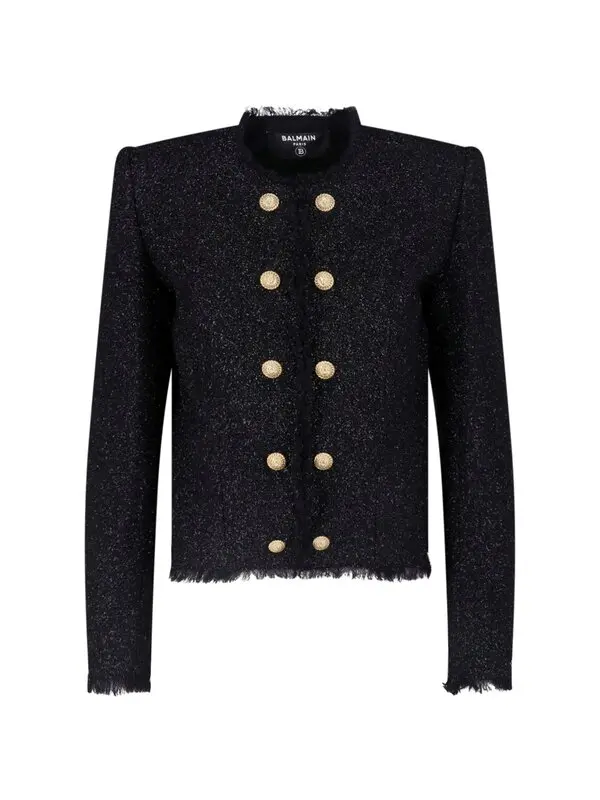 Balmain Virgin Wool Button Jacket - Black