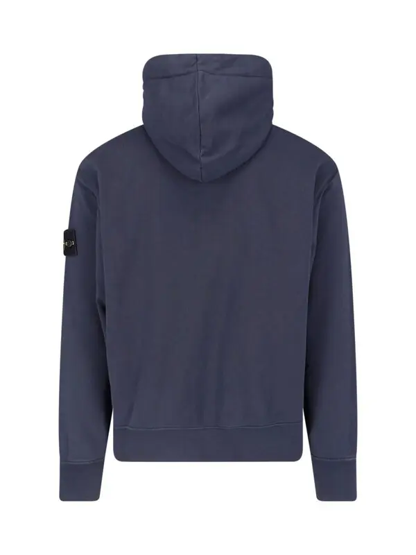 Stone Island Hooded Sweatshirt In Cotton - Blue