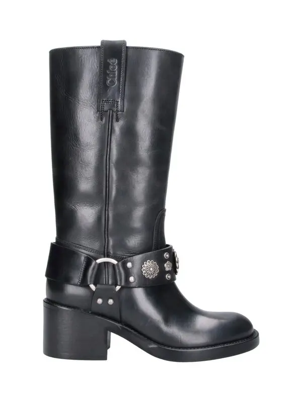 Chloé Dakota Buckled Leather Boots - Black
