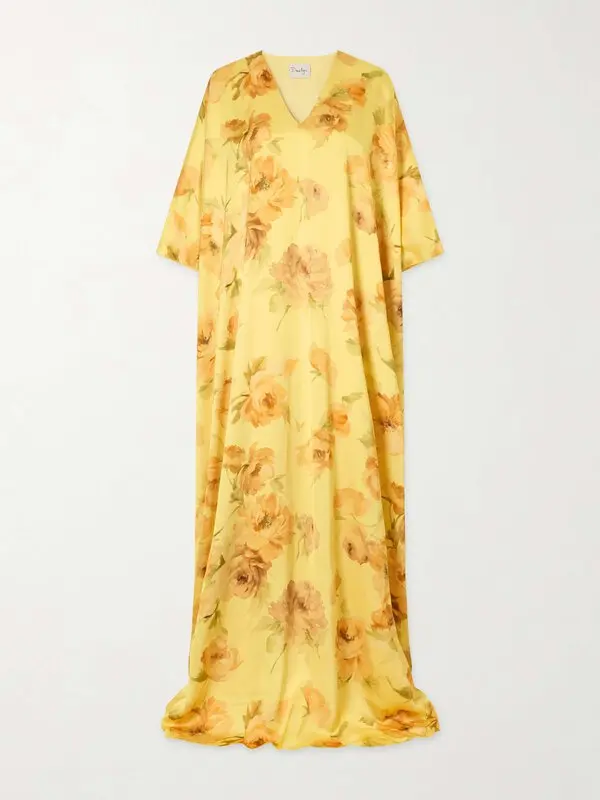DIMA AYAD Floral-print Satin Gown