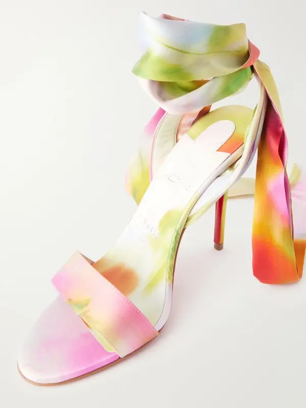 CHRISTIAN LOUBOUTIN Miss Z Printed Satin Sandals - Multi