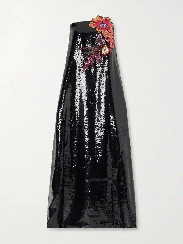DIMA AYAD Sequined Organza Strapless Gown - Black