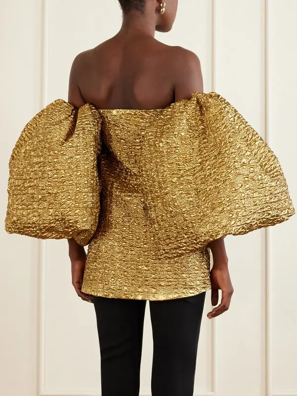 DIMA AYAD Cloqué Blouse With Dramatic Puffed Sleeves