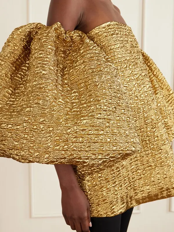DIMA AYAD Cloqué Blouse With Dramatic Puffed Sleeves