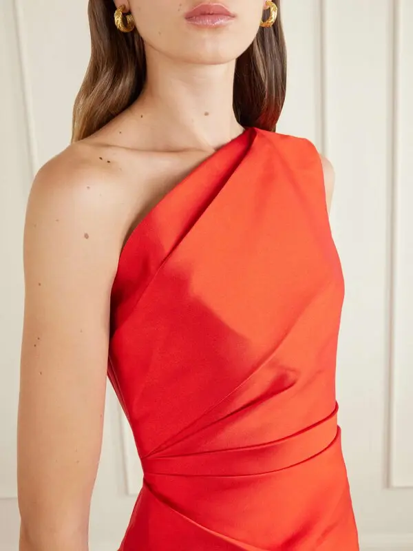 Solace London Kira Gathered Satin-twill Gown