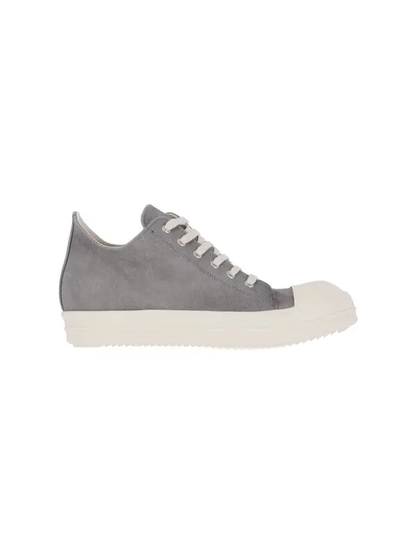 Rick Owens Low Top Cotton Canvas Sneakers - Gray