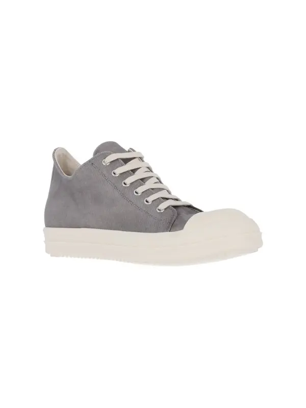 Rick Owens Low Top Cotton Canvas Sneakers - Gray