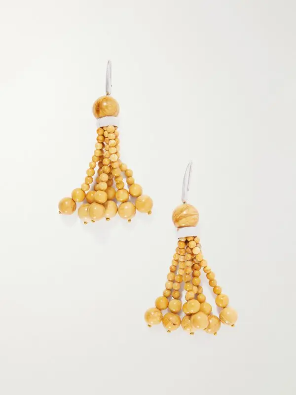 Le Sundial Venice Opera Tassel Earrings With Moonstone - Yellow