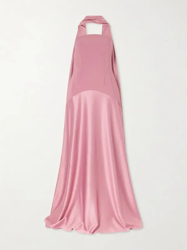 Solace London Mae Satin-trimmed Crepe Gown - Pink