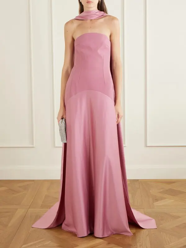 Solace London Mae Satin-trimmed Crepe Gown