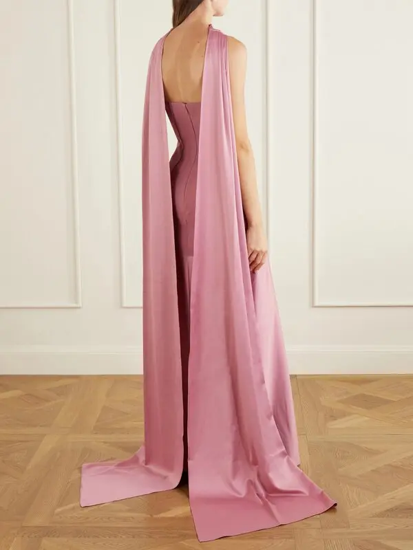 Solace London Mae Satin-trimmed Crepe Gown