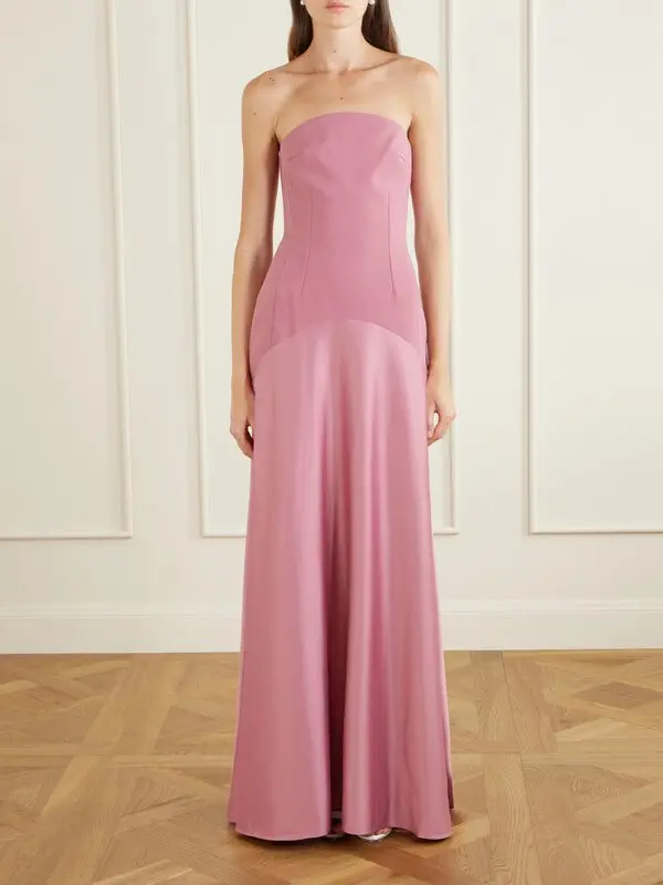 Solace London Mae Satin-trimmed Crepe Gown