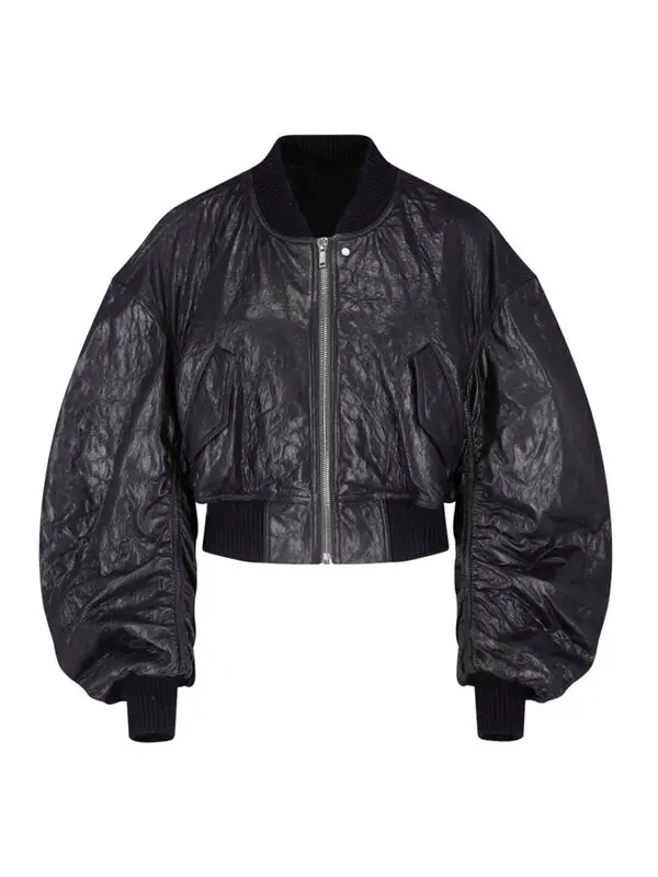 Rick Owens Lambskin Bomber Jacket - Black