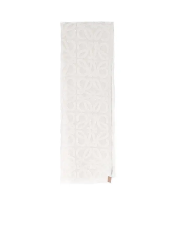 Loewe Scarf In Wool And Silk Blend - Cream