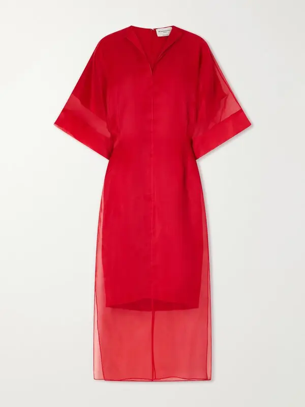 Brandon Maxwell The Zuri Silk-organza Midi Dress - Red
