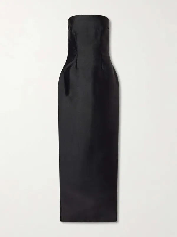Solace London Ingrid Pleated Satin-twill Gown