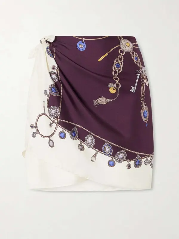 Versace Printed Silk-twill Mini Wrap Skirt