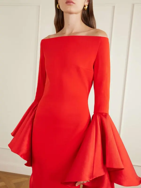 Solace London Astria Draped Satin-trimmed Crepe Gown